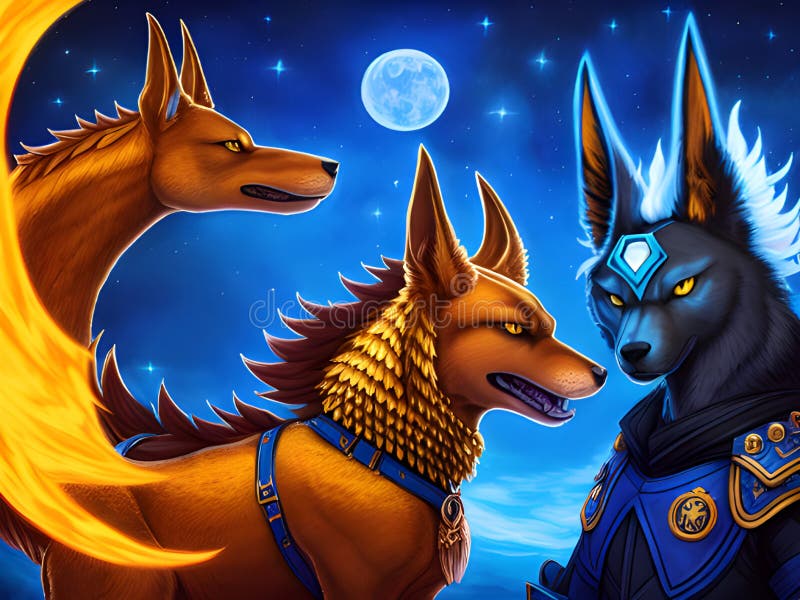 Cartoon Scene with Anubis Monster Illustration for Children , AI ...