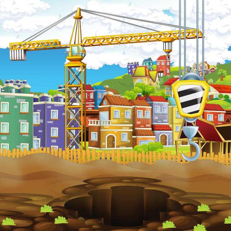Cartoon Scene of Construction Site for Different Usage Illustration for ...