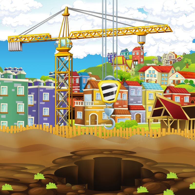 Cartoon Scene of Construction Site for Different Usage Illustration for ...