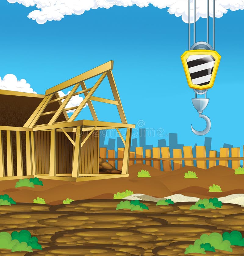 Cartoon Scene of Construction Site for Different Usage Illustration for ...