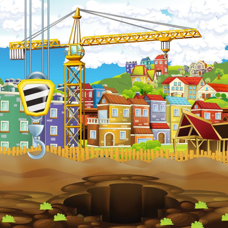 Cartoon Scene of Construction Site for Different Usage Illustration for ...