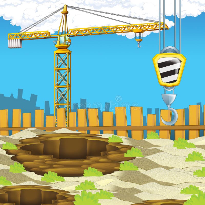 Cartoon Scene of Construction Site for Different Usage Illustration for ...