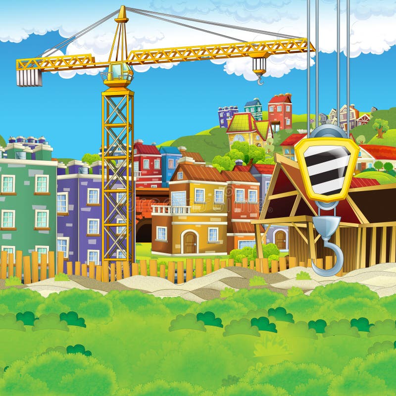 Cartoon Scene of Construction Site for Different Usage Illustration for ...