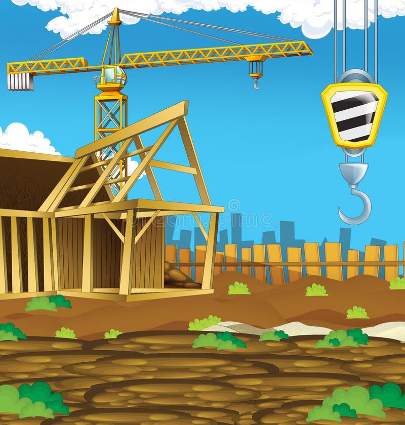 Cartoon Scene of Construction Site for Different Usage Illustration for ...