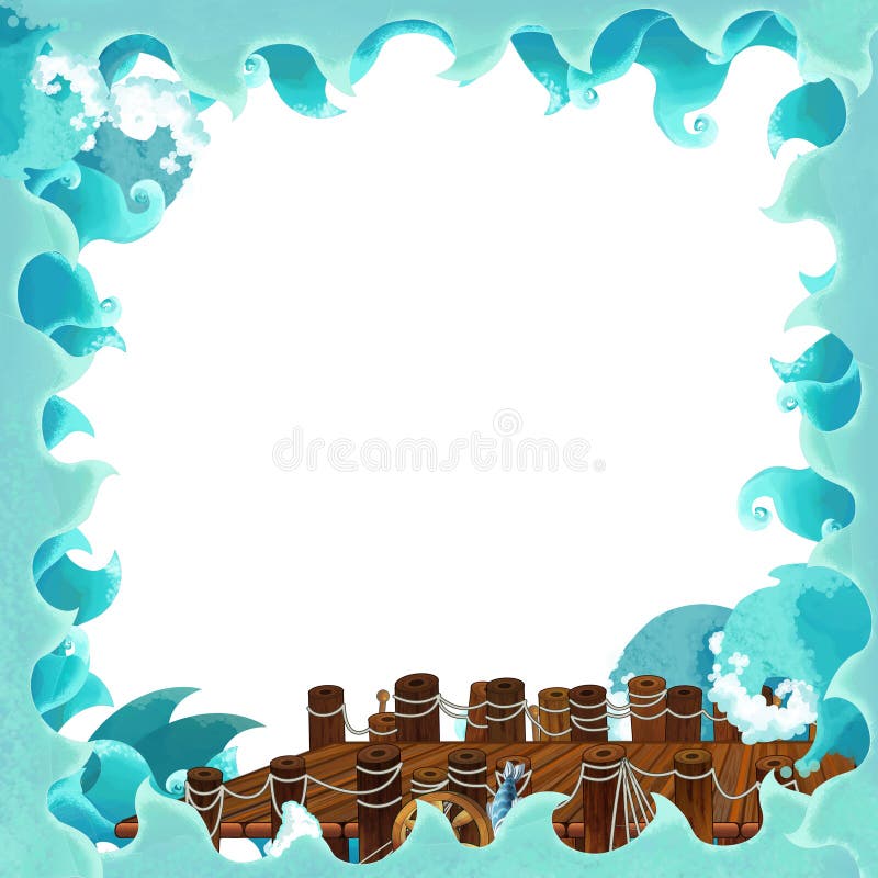 Cartoon Scene with Frame Border Pirate Theme with Space for Text ...