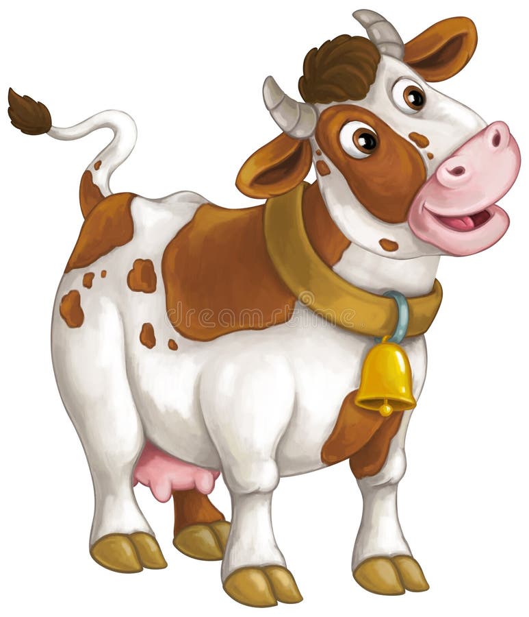 Cartoon Scene with Happy Farm Animal Cow Looking and Smiling Isolated ... Cartoon Scene with Happy Farm Animal Cow Looking and Smiling Isolated ...