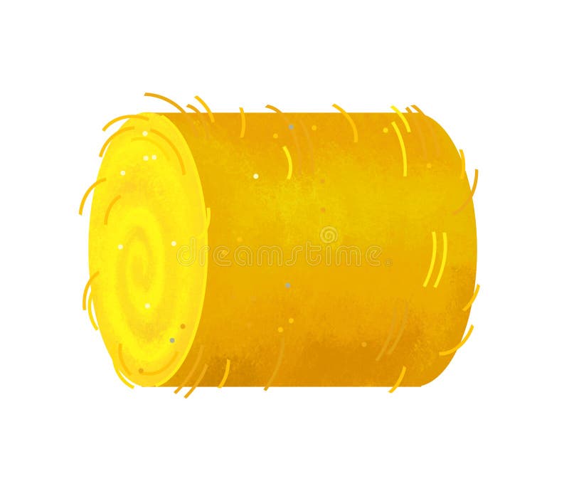 Cartoon Scene with Packed Hay Stack on White Background - Illustration ...