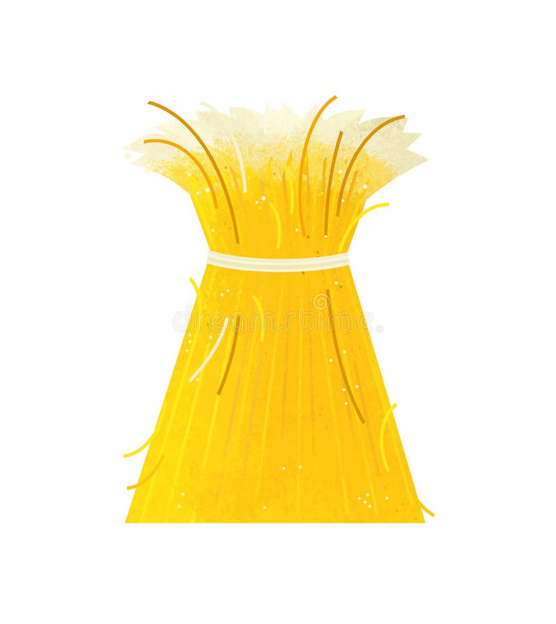 Cartoon Scene with Packed Hay Stack on White Background - Illustration ...