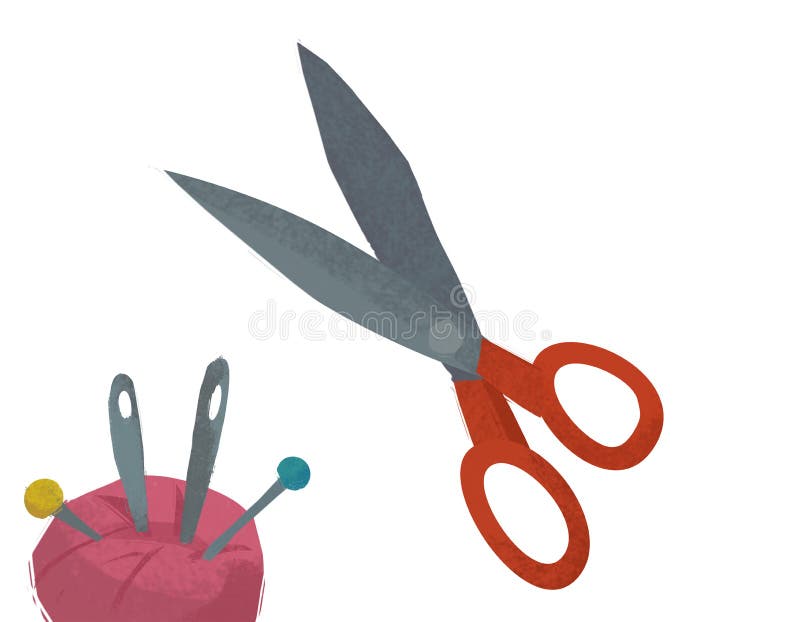 Cartoon Scene with Tailoring Tools Illustration for Children Stock ...