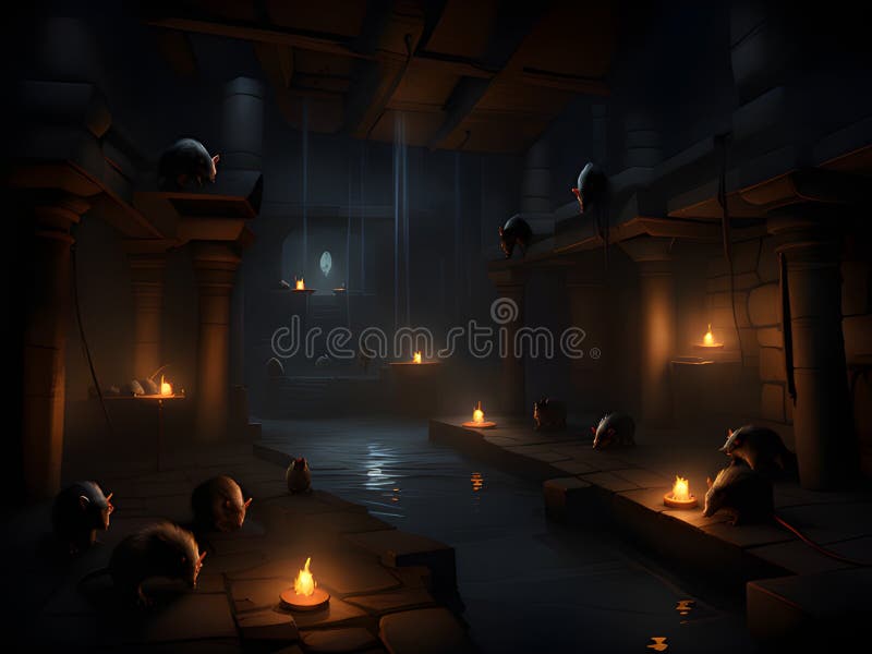 Cartoon Scene with Three Rat in a Cave Stock Illustration ...