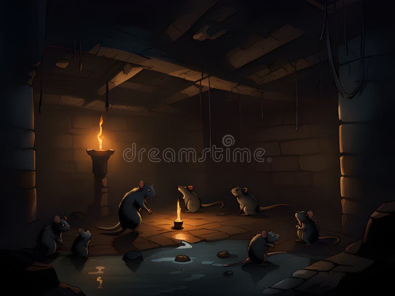 Cartoon Scene with Three Rat in a Cave Stock Illustration ...