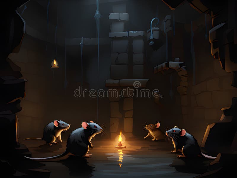 Cartoon Scene with Three Rat in a Cave Stock Illustration ...
