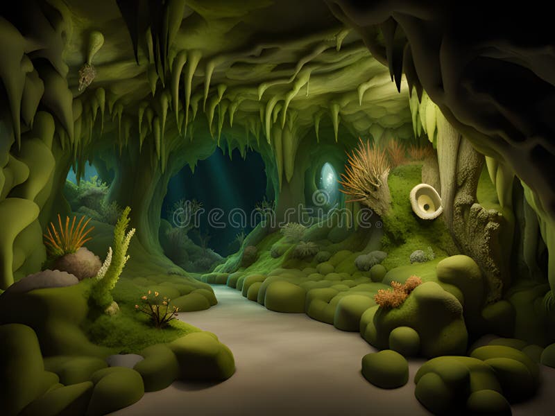 Cartoon Scene with Underwater Cave in the Cave - Illustration for ...