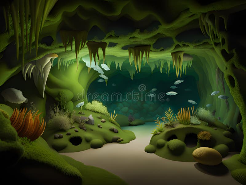 Cartoon Scene with Three Rat in a Cave Stock Illustration ...