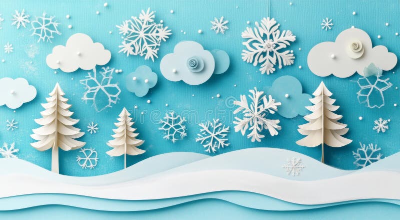 Cartoon Scene Winter Snow Covered Trees Cloudy Sky Stock Photos - Free ...