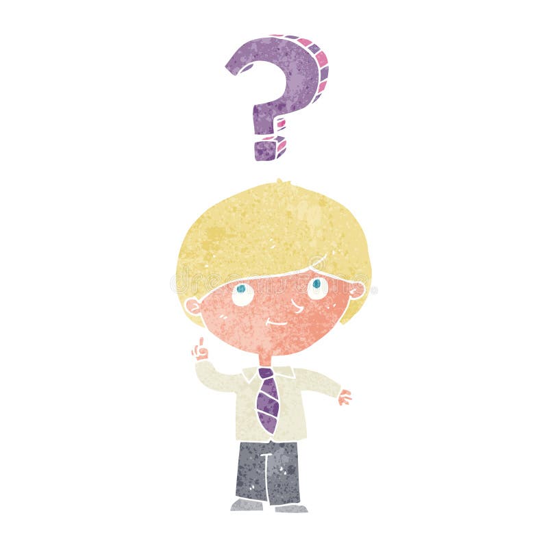 Cartoon School Boy with Question Stock Illustration - Illustration of ...
