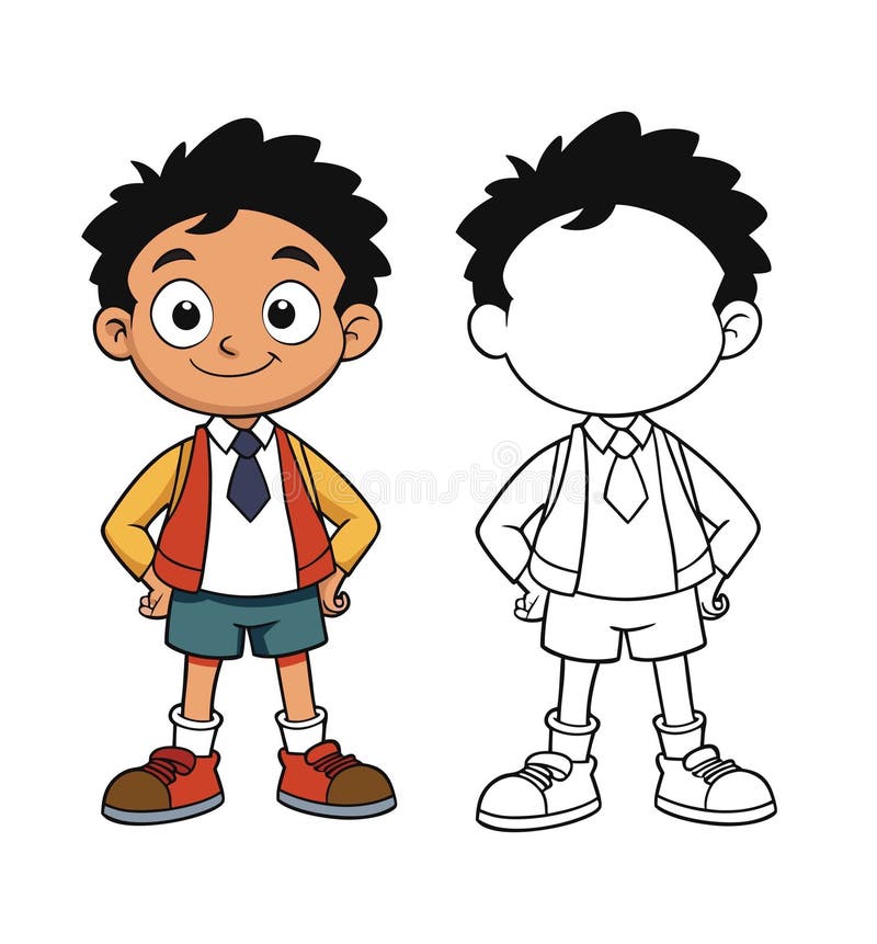 Cartoon School Boy with Uniform and Smiling Face Stock Vector ...