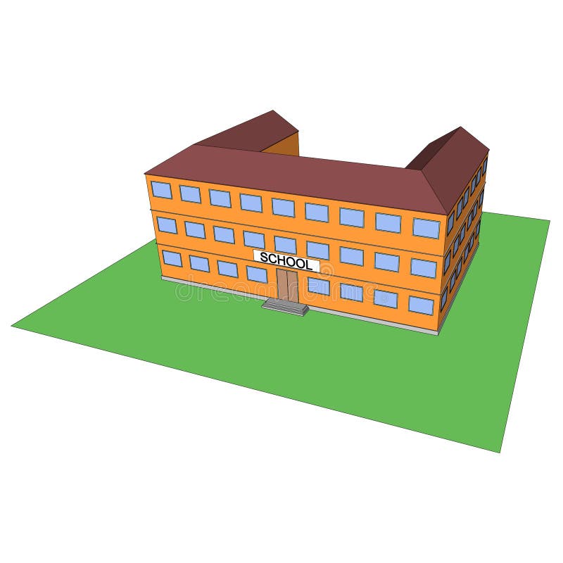 Cartoon School Building. Vector Stock Vector - Illustration of ...