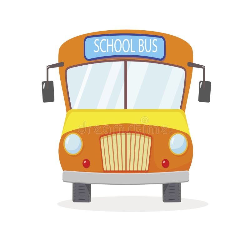 Cartoon School Bus Front View. Flat Design. Stock Vector - Illustration ...