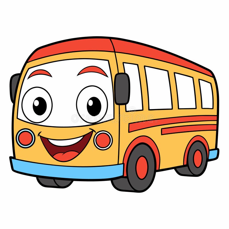 Cartoon School Bus with Happy Face Stock Vector - Illustration of ...