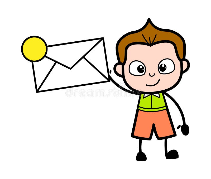 Cartoon Schoolboy Holding Envelope Stock Illustration - Illustration of ...
