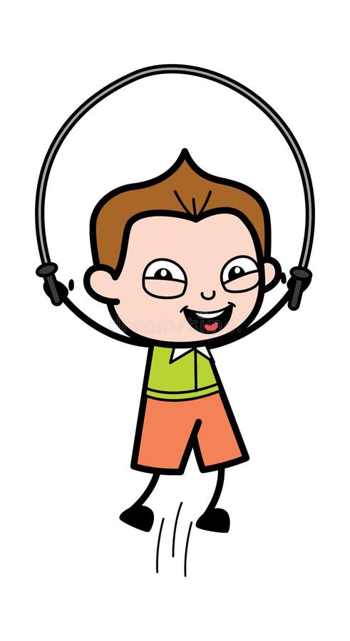 Cartoon Schoolboy Skipping Rope Stock Vector - Illustration of funny ...