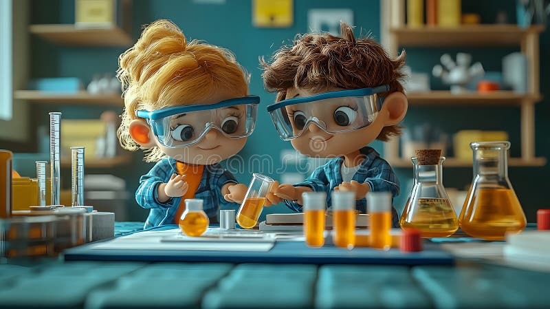 Cartoon Science and Education Figures Engaging in Intellectual Activity ...