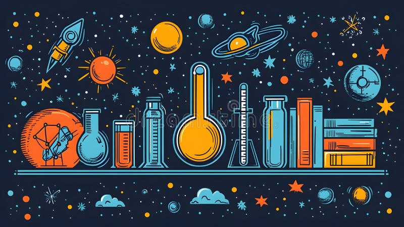 Cartoon Science and Education Scenario Depicting Learning and Discovery ...