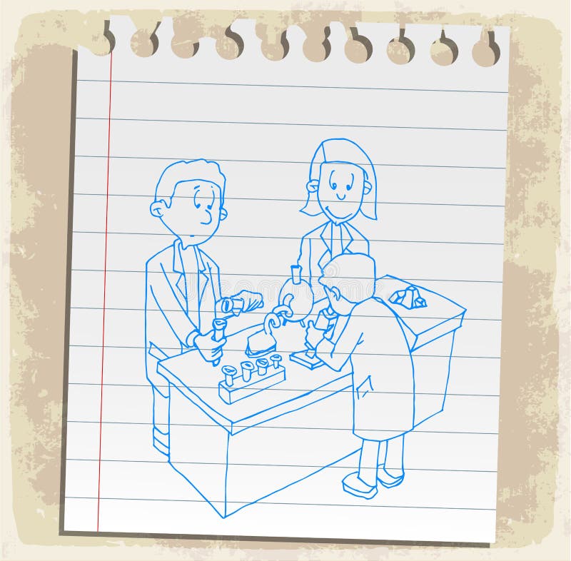 Cartoon Science on Paper Note, Vector Illustration Stock Vector ...