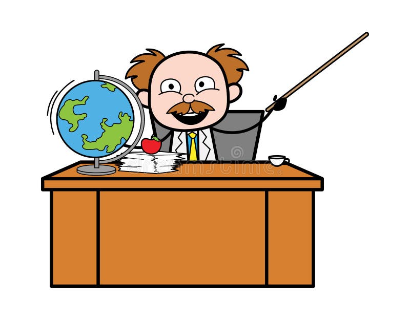 Cartoon Scientist As Teacher Stock Illustration - Illustration of desk ...