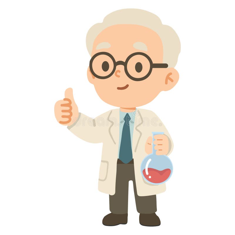 Cartoon Scientist with Beaker and Thumbs Up Stock Vector - Illustration ...