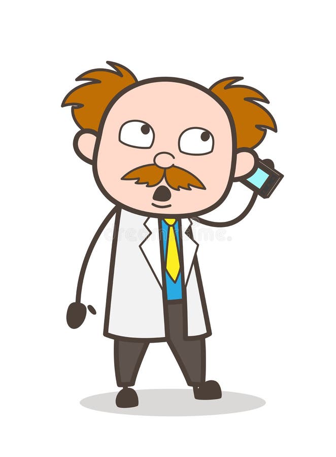 Cartoon Scientist Calling Vector Illustration Stock Illustration ...