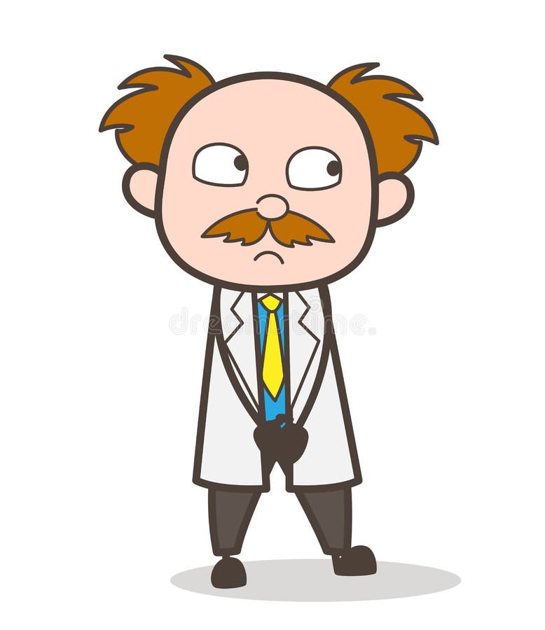 Cartoon Confused Scientist Expression Stock Illustration - Illustration ...