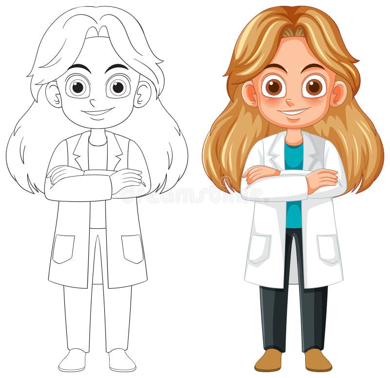 Cartoon Scientist with Lab Coat Stock Illustration - Illustration of ...