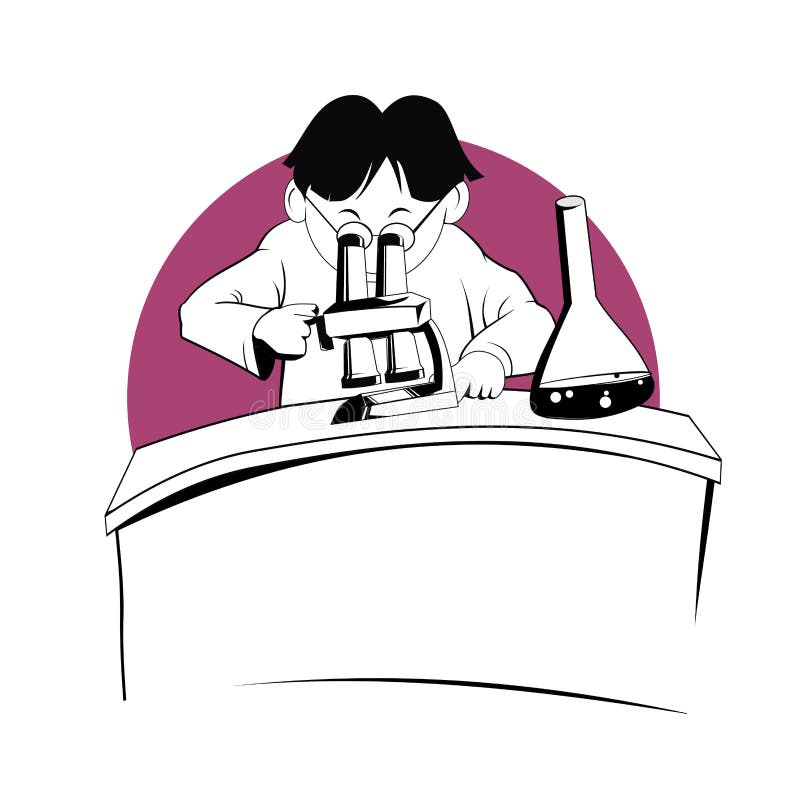 Cartoon Scientist Looking through Microscope Stock Illustration ...