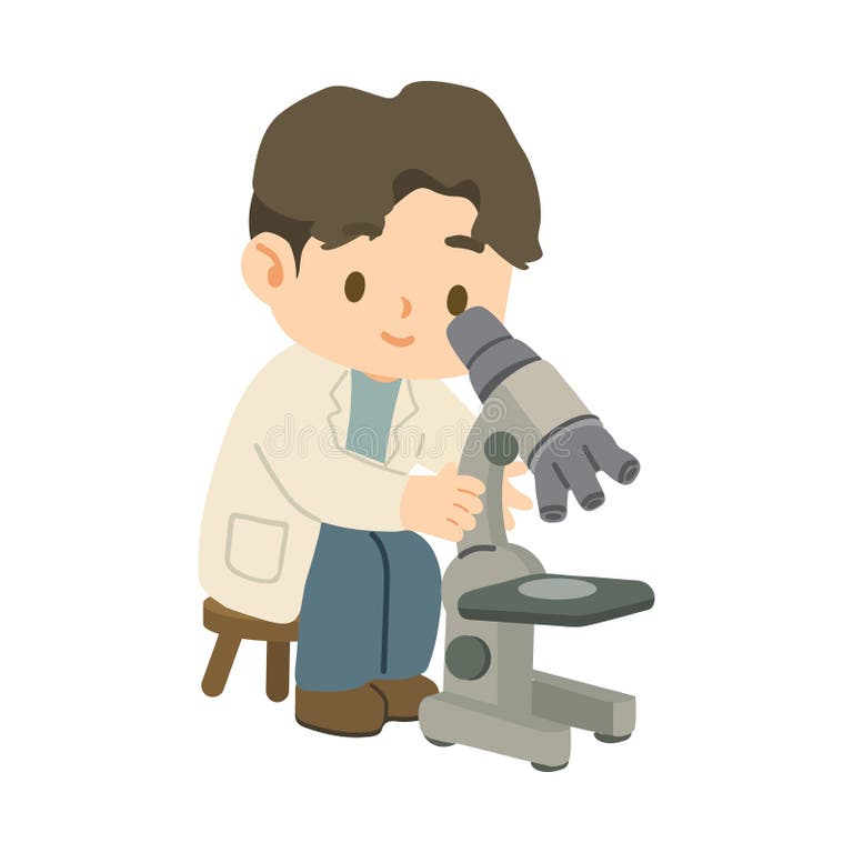 Cartoon Scientist with Microscope Illustration Stock Vector ...