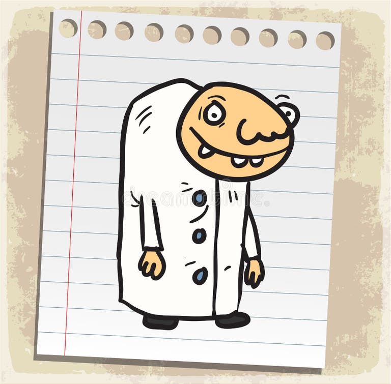 Cartoon Scientist on Paper Note, Vector Illustration Stock Vector ...