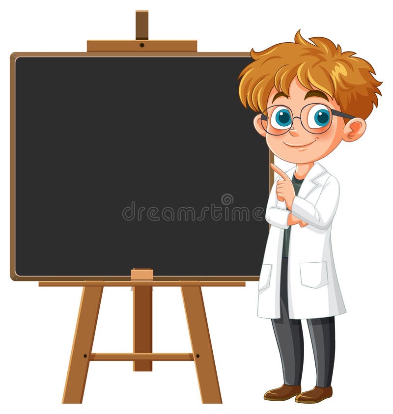 A Cartoon Scientist Pointing Stock Illustration - Illustration of ...