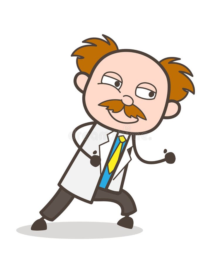 Cartoon Scientist Running Pose Vector Illustration Stock Illustration ...
