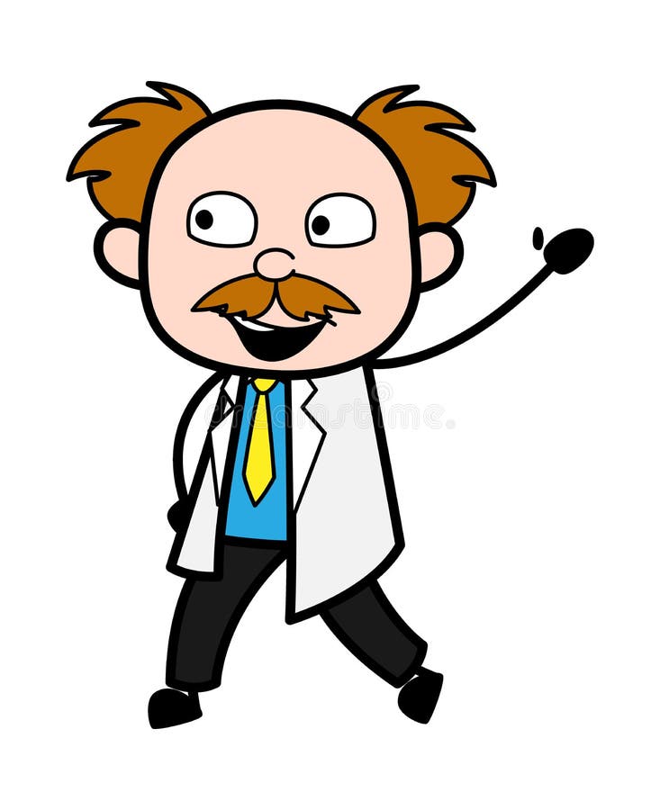 Cartoon Scientist Saying Hello Stock Illustration - Illustration of ...