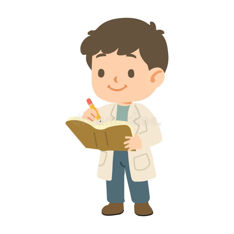 Cartoon of Scientist Taking Notes Stock Vector - Illustration of ...