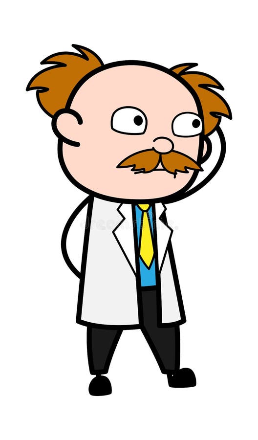 Cartoon Scientist Thinking in Confusion Stock Illustration ...