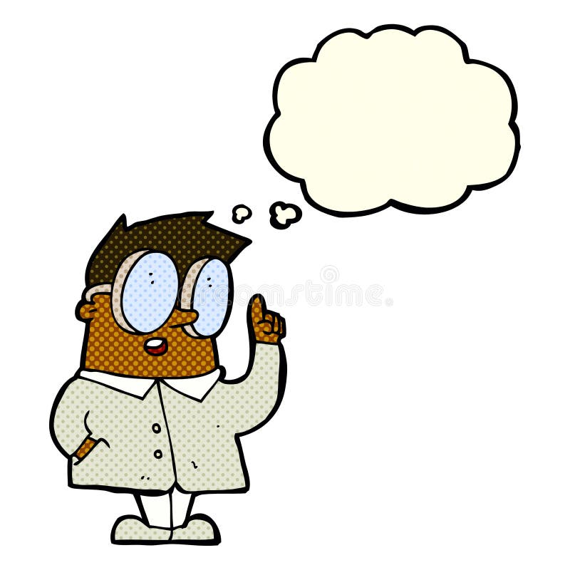 Cartoon Scientist with Thought Bubble Stock Illustration - Illustration ...