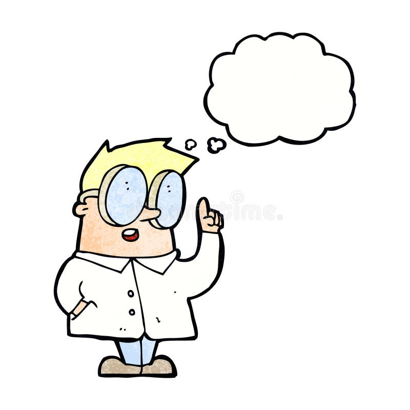 Cartoon Scientist with Thought Bubble Stock Illustration - Illustration ...