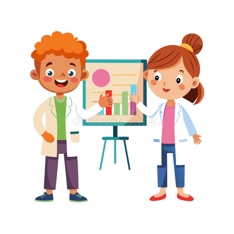 Cartoon Scientists Presenting Data: a Bright and Engaging Educational ...