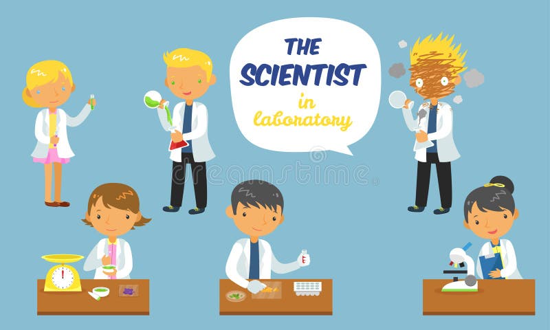 Cartoon Scientists Set in Laboratory Stock Vector - Illustration of ...