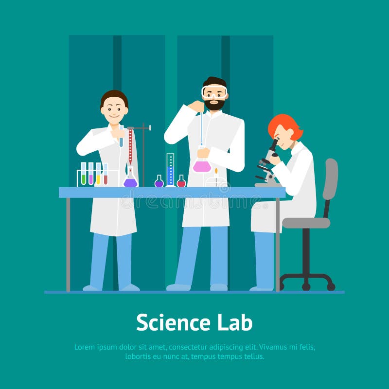 Cartoon Scientists Working at Lab Concept. Vector Stock Vector ... Cartoon Scientists Working at Lab Concept. Vector Stock Vector ...