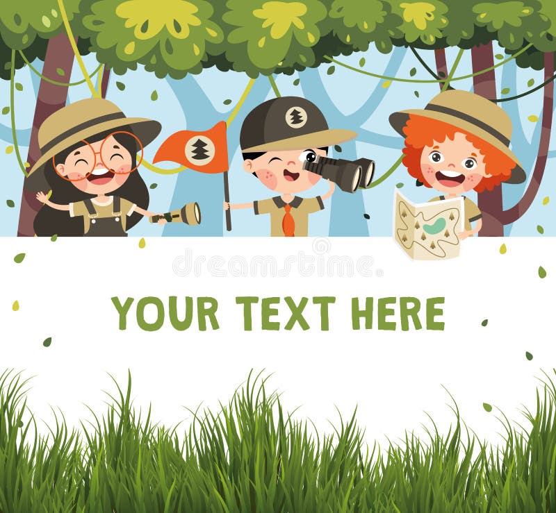 Cartoon Scouts with White Frame Stock Vector - Illustration of scout ...