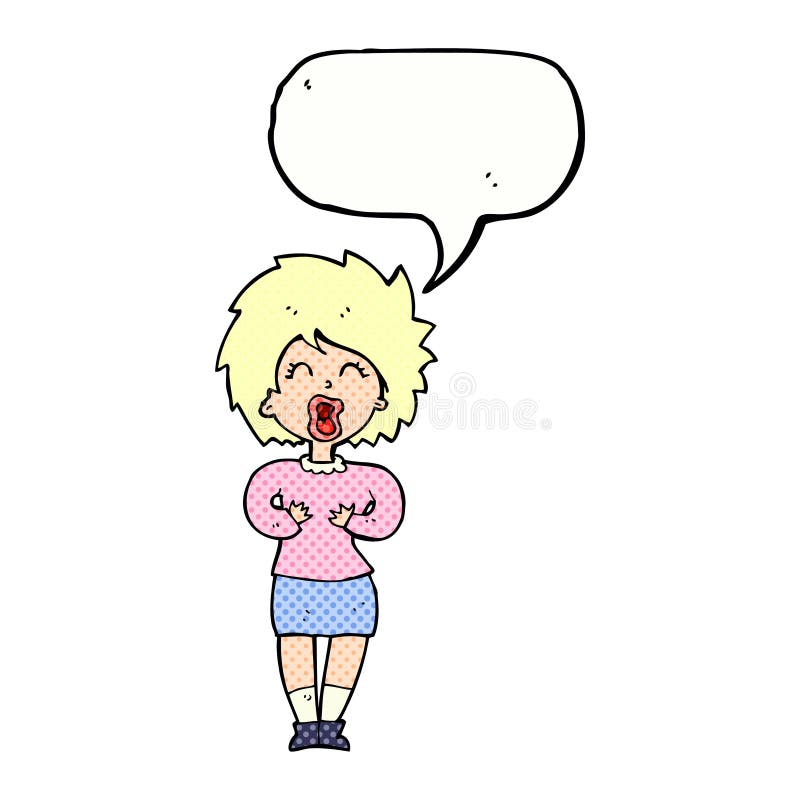 Cartoon Screaming Woman with Speech Bubble Stock Illustration ...