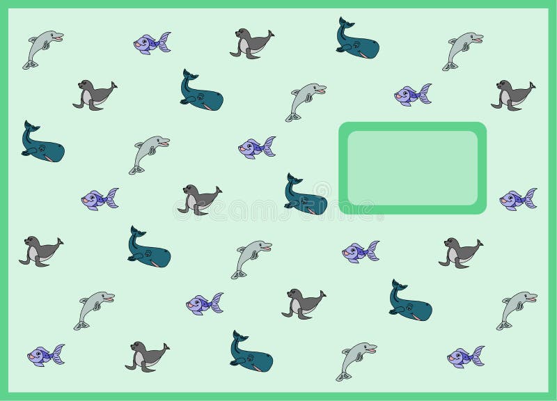 Cartoon Sea Animals Exercise Book Cover Stock Illustration ...
